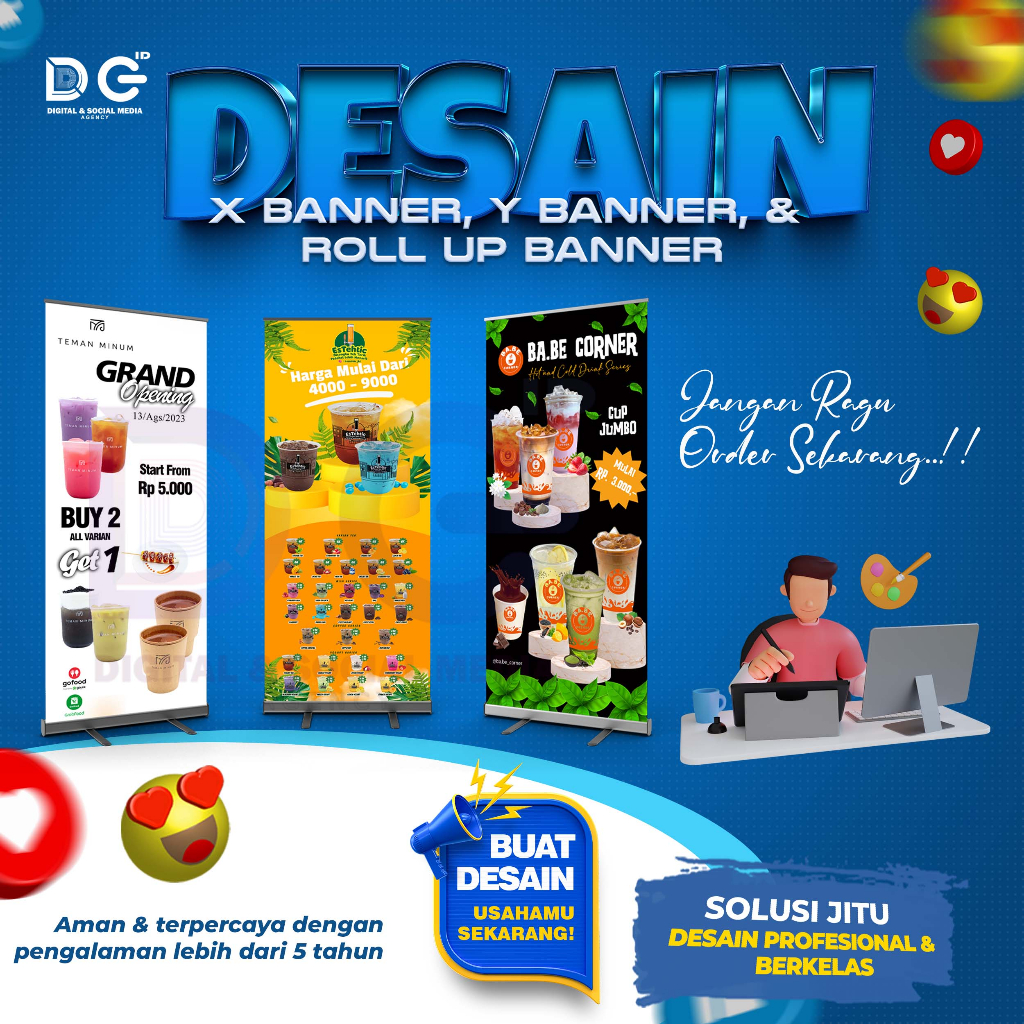 Jual Jasa Desain Banner Kreatif & Elegan - X Banner, Roll Up, Y Banner ...