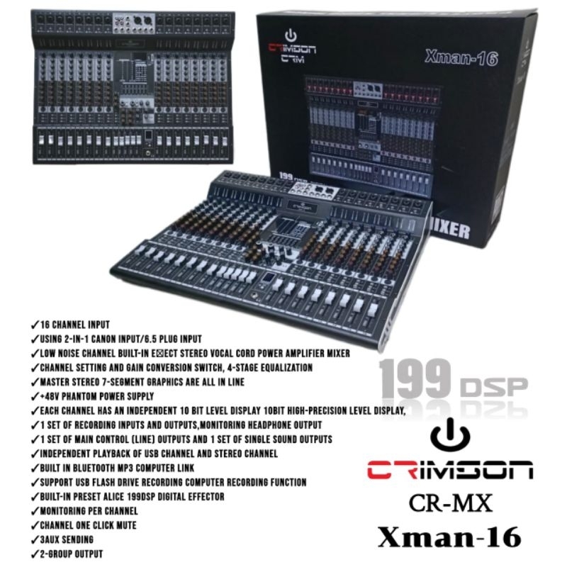Jual CRIMSON CR MX CRMX XMAN 16 XMAN16 CHANNEL 199 DSP DIGITAL BLUETOOTH USB FLASHDISK ...