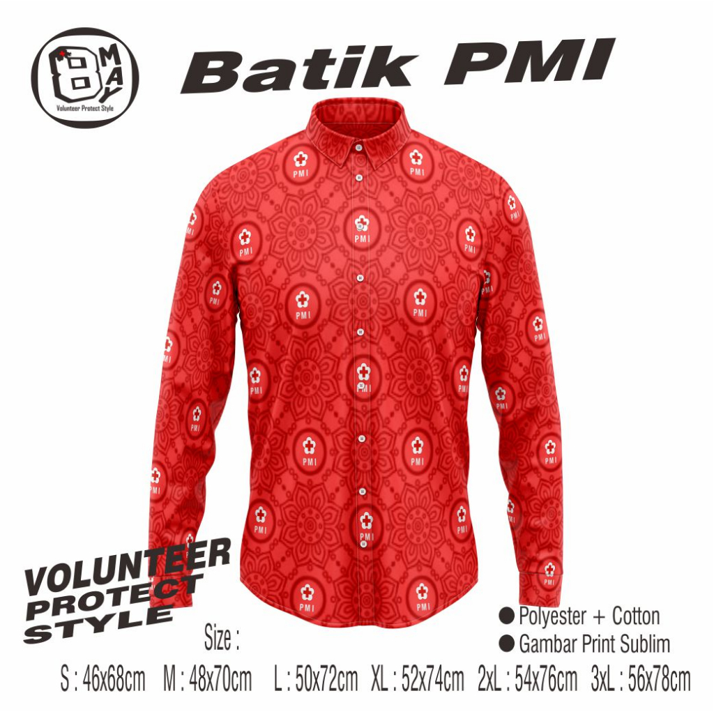 Jual KEMEJA BATIK PMI LENGAN PANJANG ( PALANG MERAH INDONESIA ...