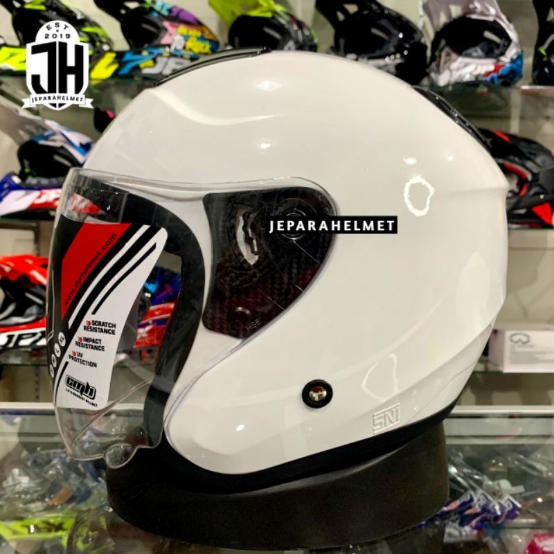 Jual Helm Kyoto Merk DYR OSAKA White Putih Original | Helm Halfface DYR ...