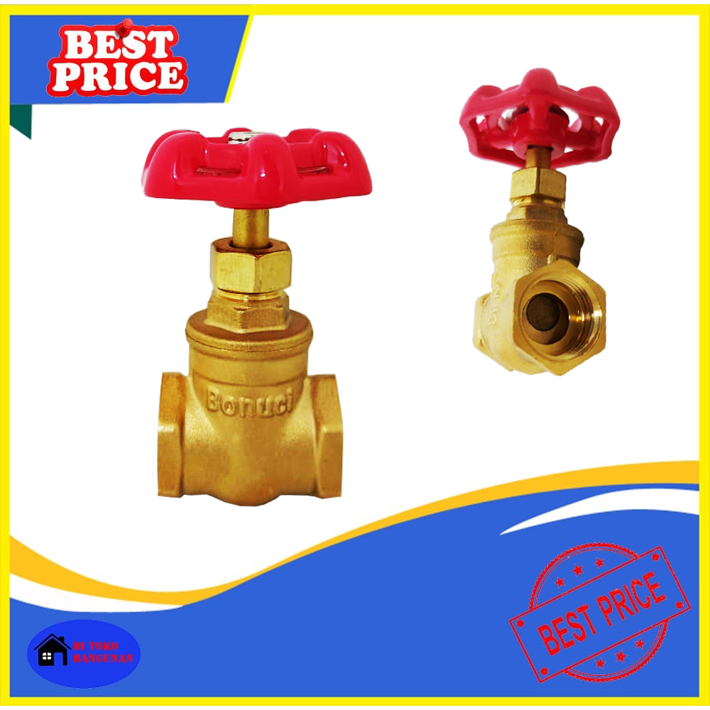 Jual Stop Kran Ball Valve Putar Kuningan 1/2" Bonuci Gate Valve Drat 1/2" | Shopee Indonesia