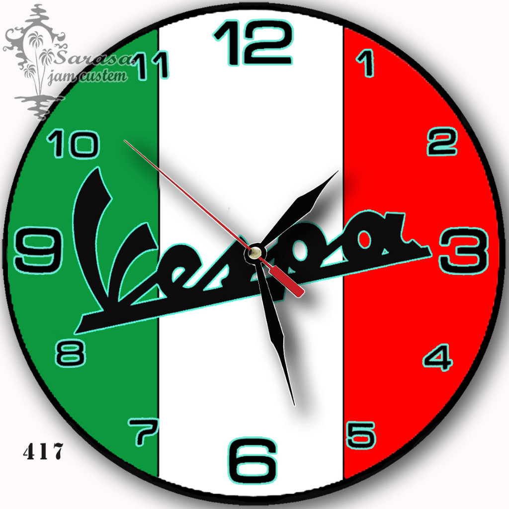 Jual JAM DINDING CUSTOM 417 LOGO VESPA | Shopee Indonesia