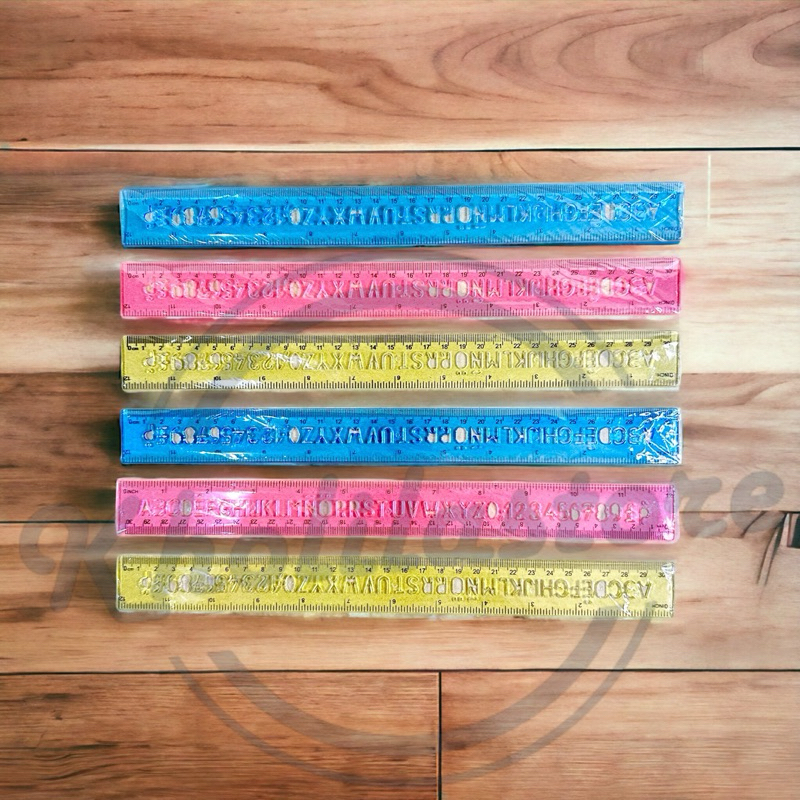 Jual Penggaris Plastik Abjad / Garisan Huruf Angka Sablon 30 cm ...