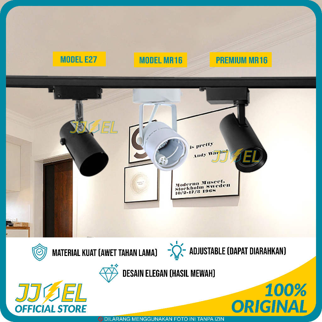 Jual Kap Lampu Sorot Rel Track Spot Light Rell Fitting Spotlight MR16 ...