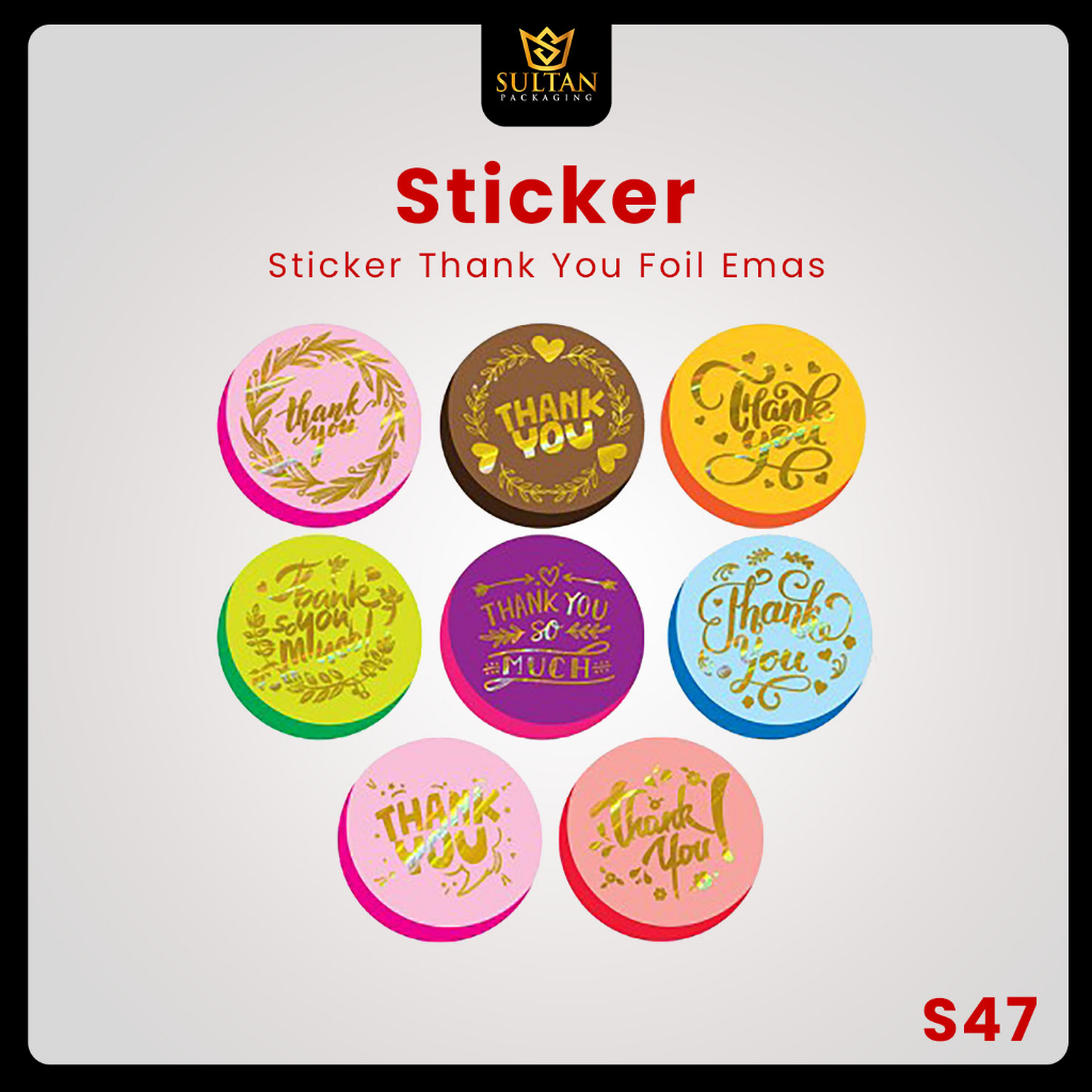 Jual Sticker - Sticker Thank You Foil Emas - Sticker Ucapan Terima ...