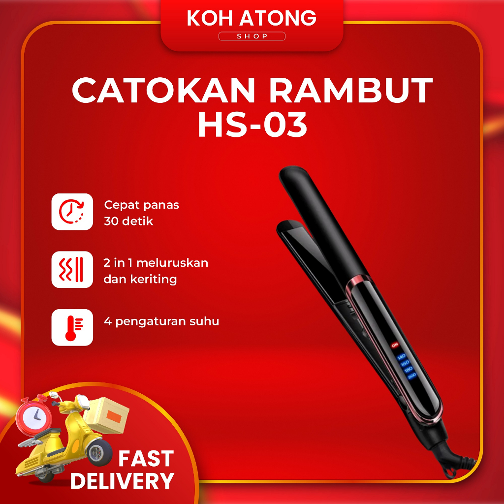 Jual Catok Rambut 2 in 1 HS-03 | Pelurus dan Kriting Rambut Profesional ...
