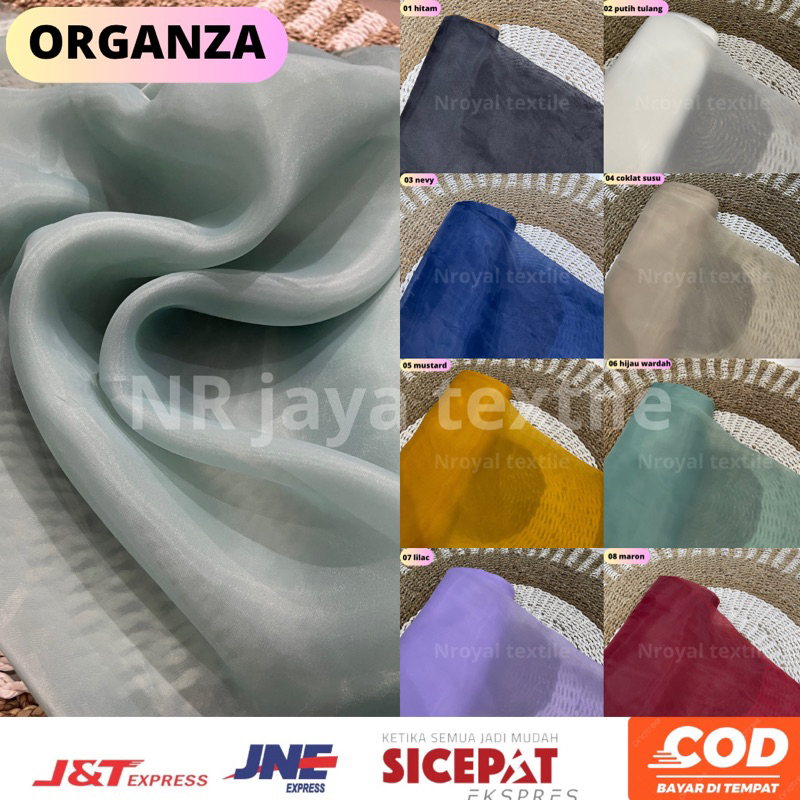 Jual kain organza atau kain kaca polos meteran | Shopee Indonesia