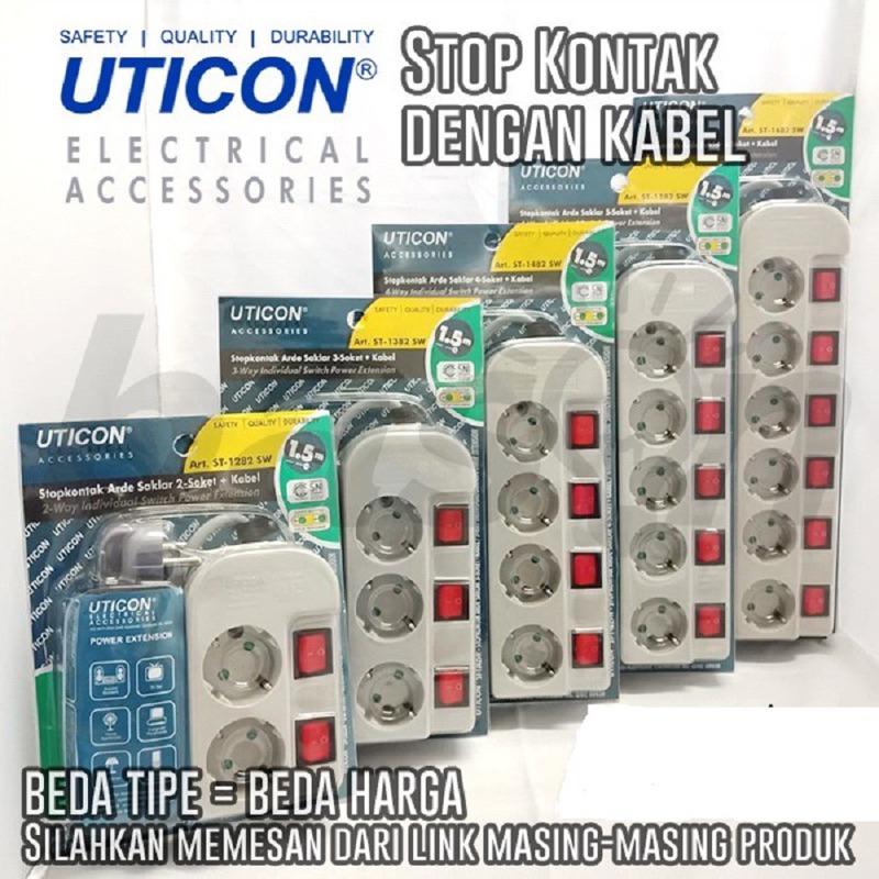 Jual Stop Kontak Arde 2 3 4 5 6 Lubang Uticon + Saklar Tersendiri + Kabel UTICON | Shopee Indonesia