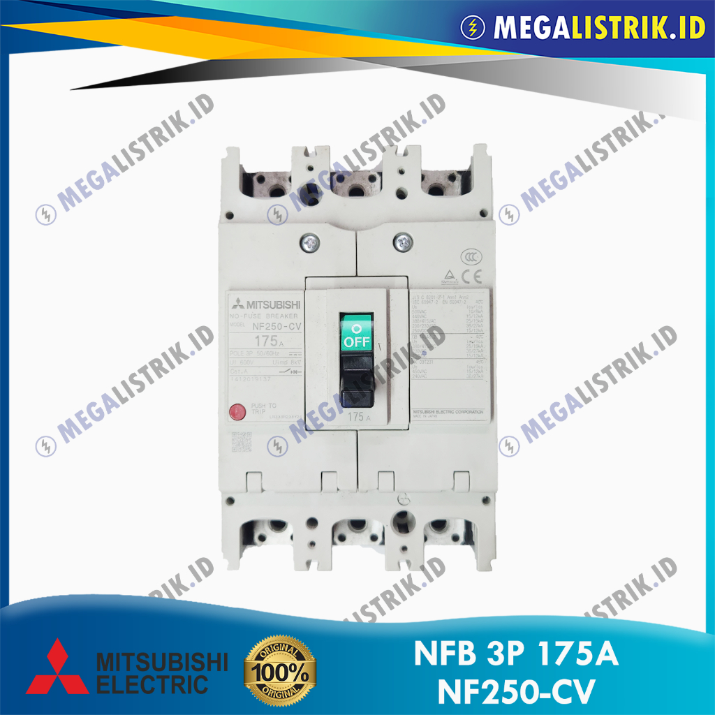 Jual MITSUBISHI NFB 3P 175A NF250-CV / MCCB / NO FUSE BREAKER NF250CV 3 PHASE 175 AMPERE ...