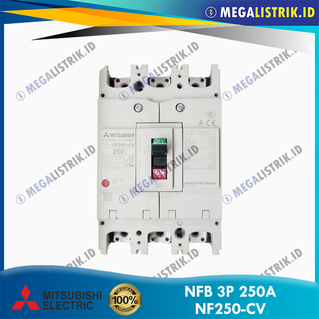 Jual MITSUBISHI NFB 3P 250A NF250-CV / MCCB / NO FUSE BREAKER NF250CV 3 PHASE 250 AMPERE ...