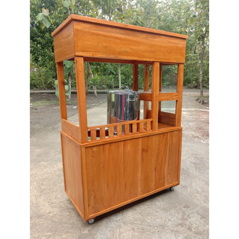 Jual grobak bakso minimalis etalase bakso kayu grobak bakso mangkal ...