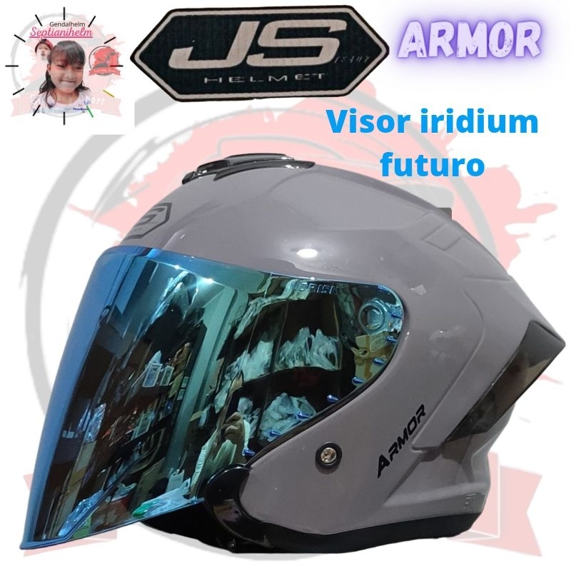 Jual HELM JS ARMOR HALF FACE GORILLA GREY GLOSSY / STON GREY GLOSSY ...