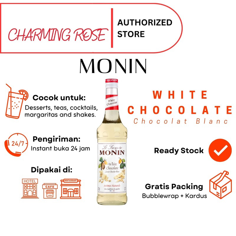 Jual Monin White Chocolate Syrup 700ml Sirup Coklat Putih Minuman ...