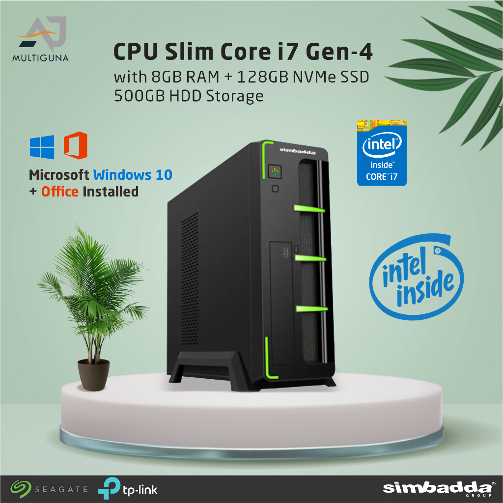 Jual CPU PC Slim Intel Core i7 Gen-4 RAM 8GB SSD Rakitan Office ...