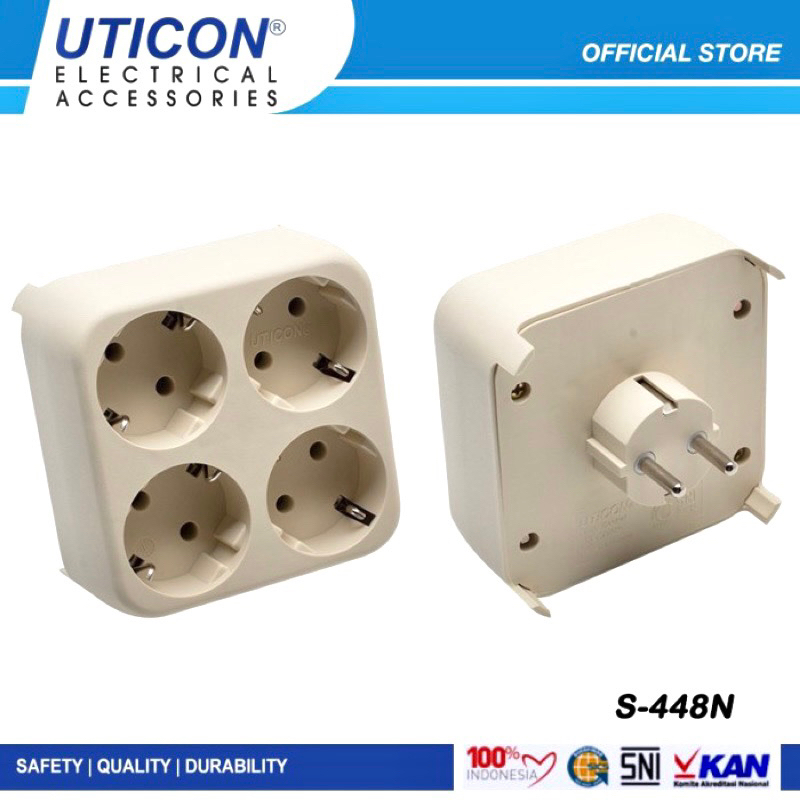 Jual Stop Kontak Steker Uticon S-448N 4in1 4 Lubang Socket Colokan Listrik Terminal Kuningan ...