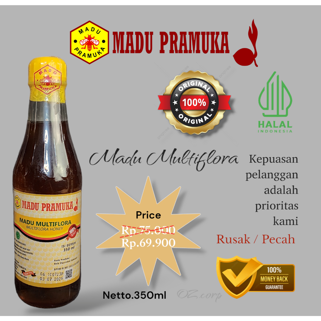 Jual Madu Multiflora Madu Pramuka 350 ml GARANSI 100% ASLI | Shopee ...