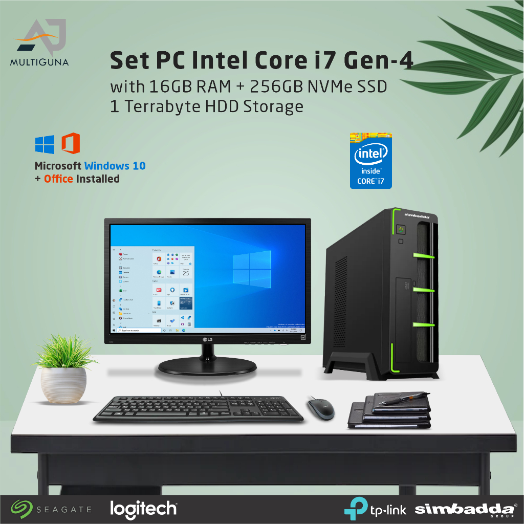 Jual Set PC Slim Intel Core i7 Gen-4 RAM 16GB SSD Rakitan Office ...