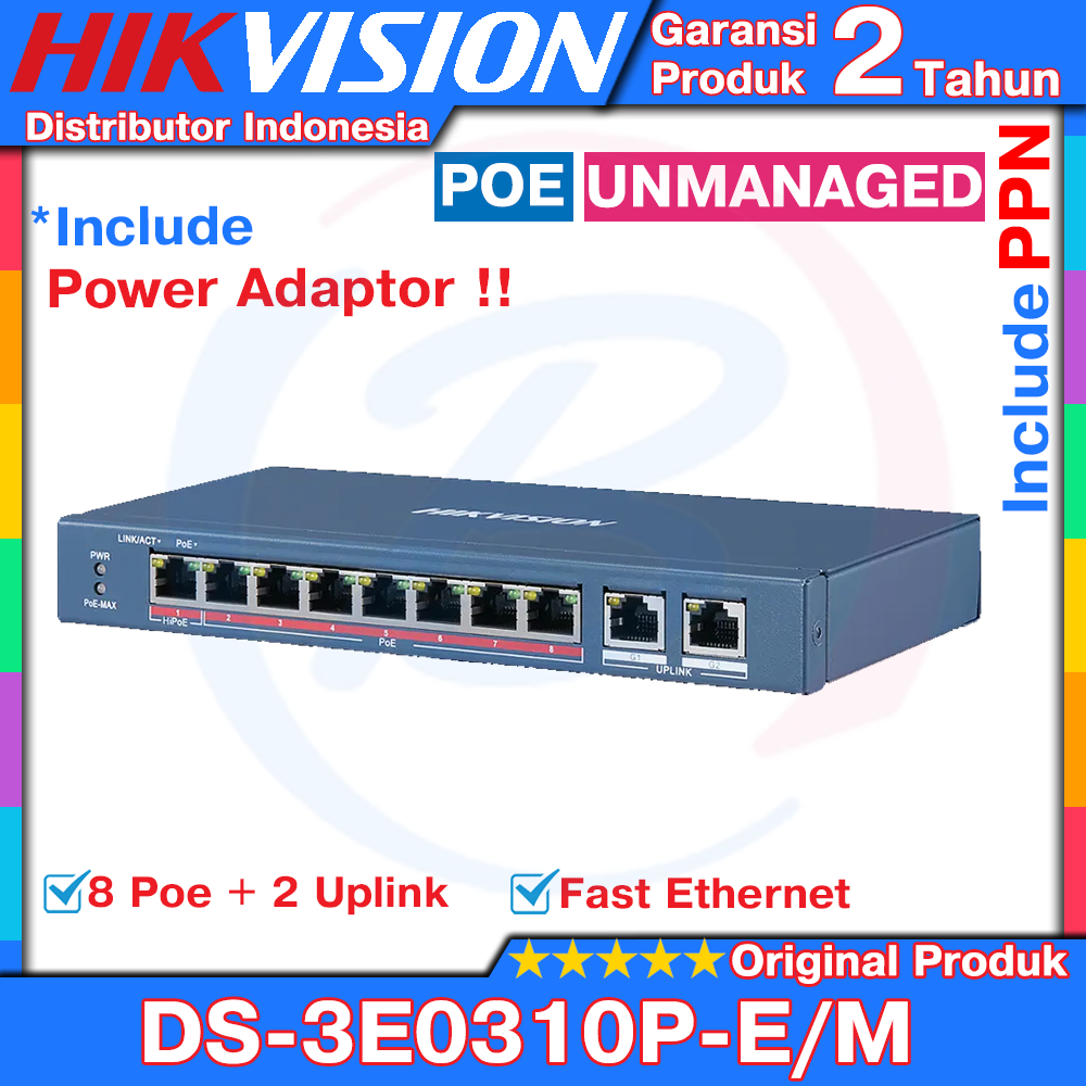 Jual Poe Switch 8 Port Hikvision DS-3E0310P-E/M 2 Uplink Unmanaged ... Jual Poe Switch 8 Port Hikvision DS-3E0310P-E/M 2 Uplink Unmanaged ...