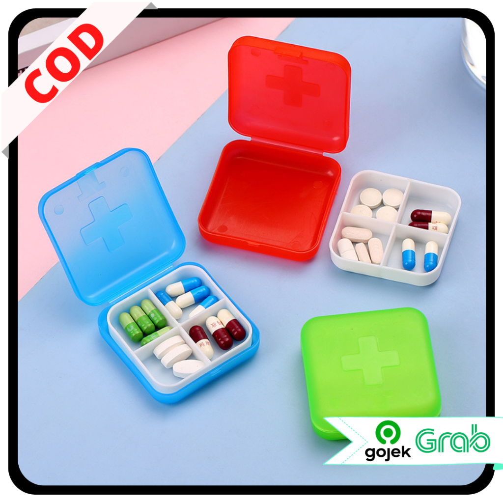 Jual KAISSO - KOTAK OBAT MINI 4 SEKAT TRAVELING SERBAGUNA KOTAK ...