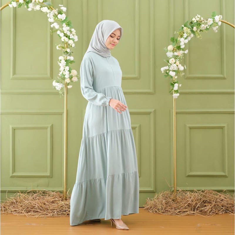 Jual Gamis Putih Polos Rayon premium-Gamis Ruffle Busui Friendy-Homey ...