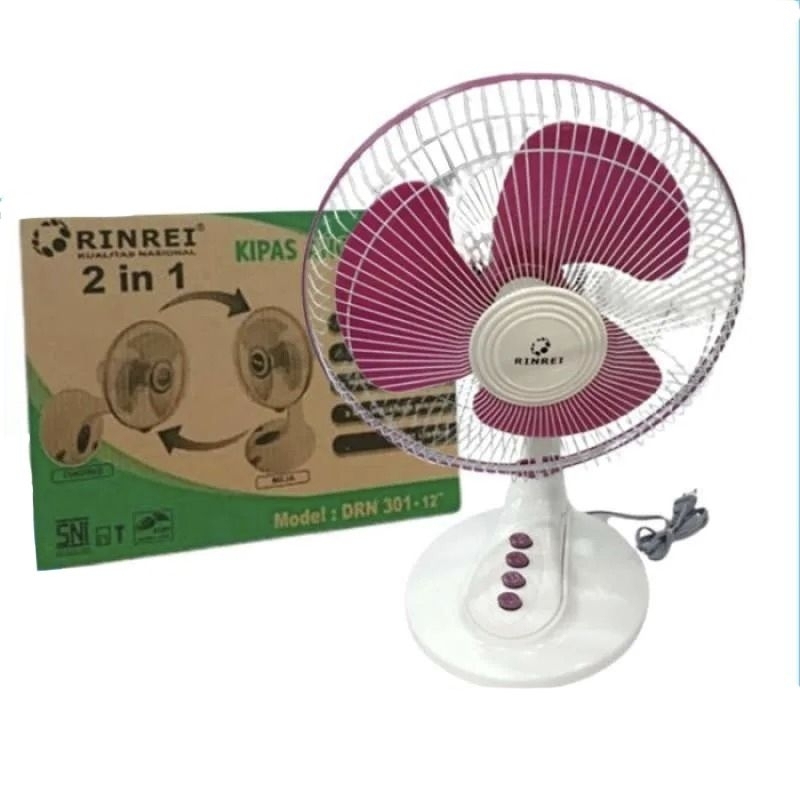 Jual Kipas Angin Meja & Dinding 2 in 1 / Desk Wall Fan 12" Inch RINREI DRN-301 | Shopee Indonesia