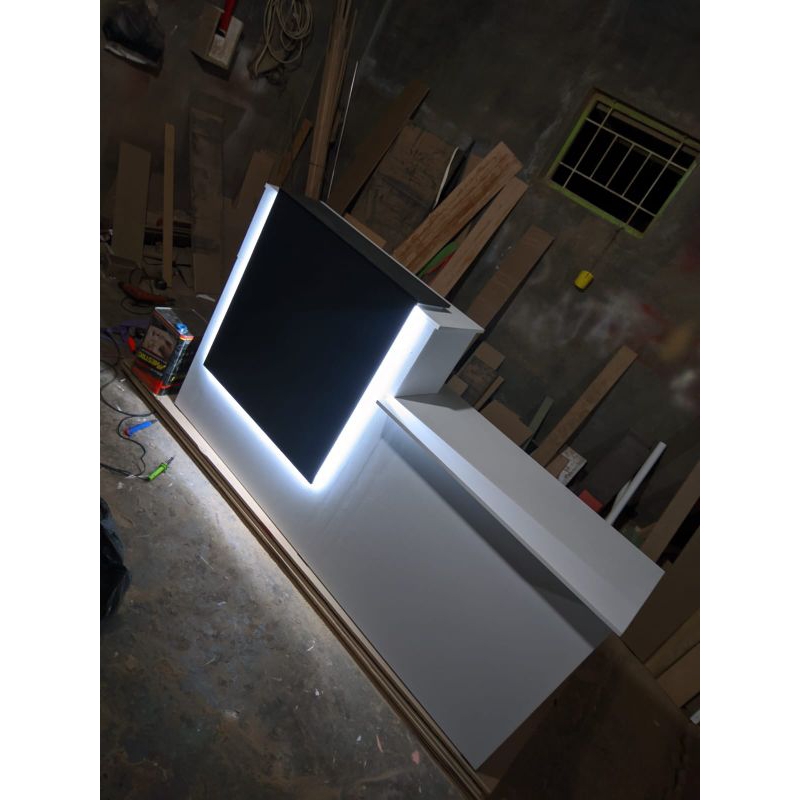 Jual MEJA KASIR PANJANG 2 METER LAMPU LED/ LEMARI LAUNDRY / MEJA LONDRY ...