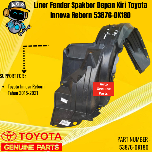 Jual Liner Fender Spakbor Depan Kiri Toyota Innova Reborn 53876-0K180 ...