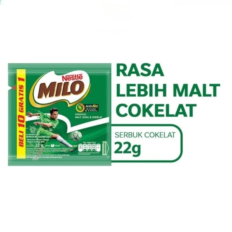 Jual MILO RENCENG ISI 10 GRATIS 1 (22 gr X 10 pcs) | Shopee Indonesia