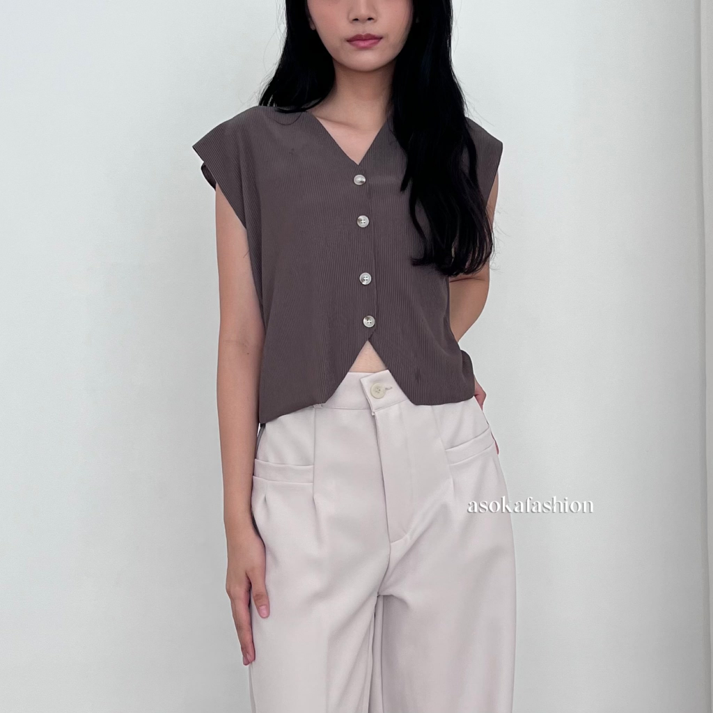 Jual ASOKA Shea Top 2175 - Vest Rompi Wanita Unfinished cut - V neck ...