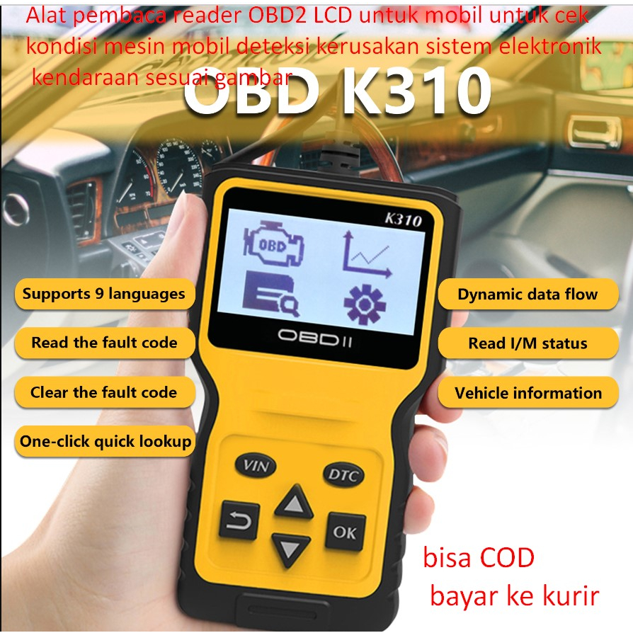 Jual Alat pembaca reader OBD2 LCD untuk mobil untuk cek kondisi mesin mobil deteksi kerusakan ...
