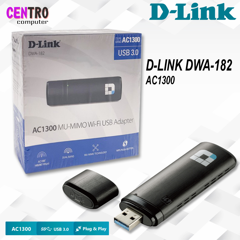 Jual DLINK DWA-182 AC1300 MU-MIMO Dual Band Wi-Fi USB Adapter | Shopee ...