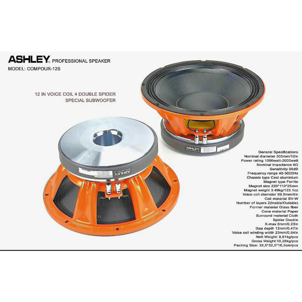 Jual Speaker ASHLEY 12 inch COMPOUR-12S Original | Shopee Indonesia