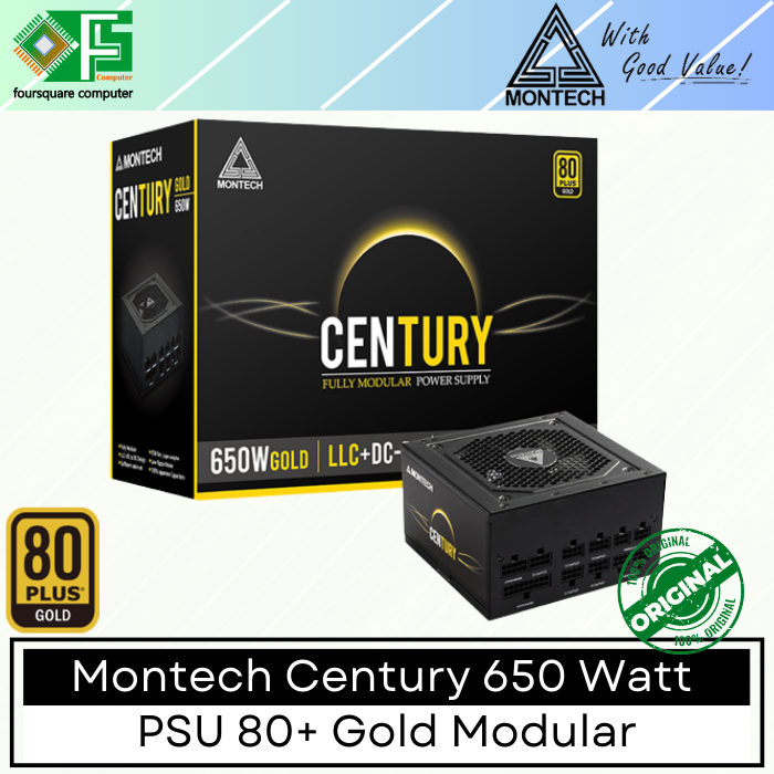 Jual PSU Montech Century 650 Watt 80 Plus Gold Modular Power Supply ...