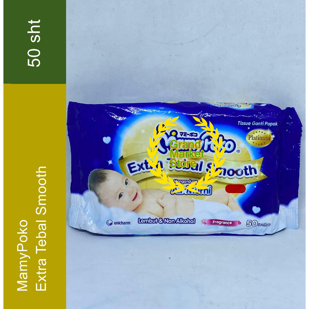 Jual MamyPoko Wet Tissue Extra Tebal Smooth - Air Murni 50 sheet Tisu ...
