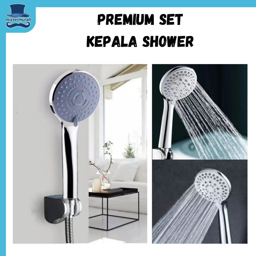 Jual (Premium Set) Head Shower Kamar Mandi / Kepala Shower / Hand Shower 3 in 1 Set Termasuk ...