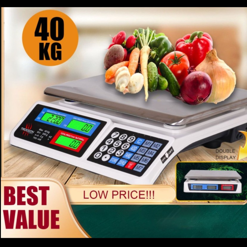 Jual Timbangan Duduk Digital 40KG Buah Sayur Daging / Digital Computing Scale Double Display ...