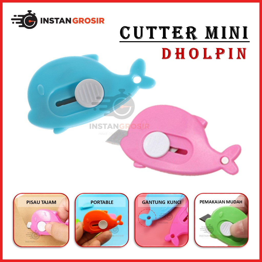 Jual Cutter Mini Dolphin Pisau Kater kecil Alat Pemotong Kertas Kardus ...