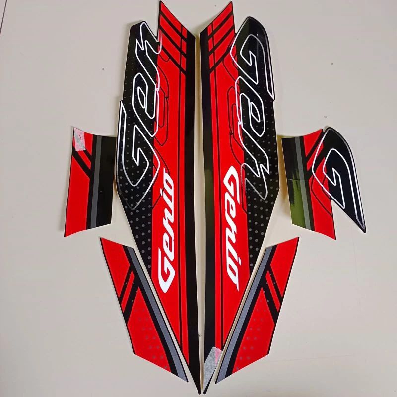 Jual Stiker Striping Motor GENIO 2021 HITAM MERAH Sticker Lis Body ...
