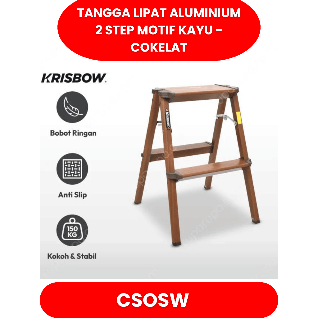 Jual Tangga Lipat Aluminium 2 Step Motif Kayu Cokelat Ladder Alu 2 ...