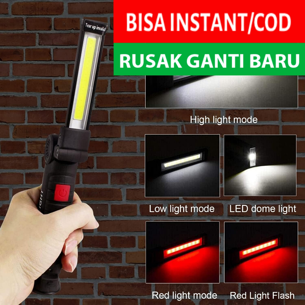 Jual (BISA INSTANT/COD) Senter Worklight COB LED Super Terang Lampu ...