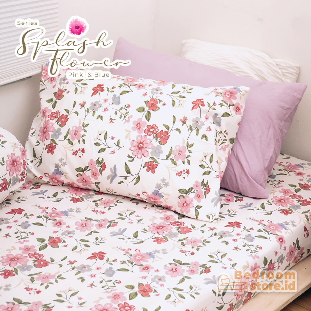 Jual Sprei Aesthetic Motif Splash Flower Pink Sudut Karet Set Bantal ...