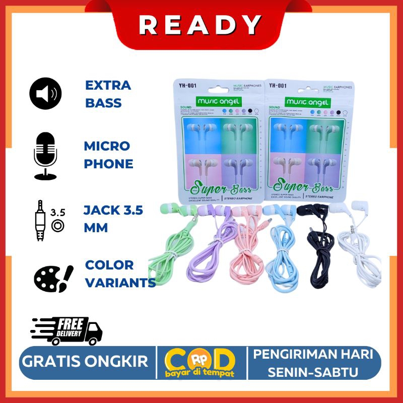 Jual Handsfree Headset Musik Angel Macaron Mate Color Hifi Extra Bass ...