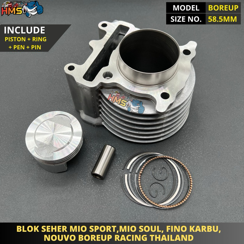 Jual BLOK SEHER MIO SPORTY MIO SOUL FINO KARBU NOUVO RACING BOREUP 58.5 58 54 MM 58,5MM 58MM ...