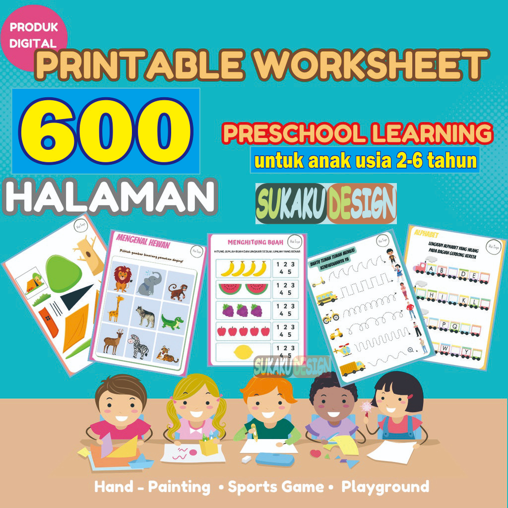 Jual Worksheet Printable Aktivitas Anak Usia 2-6 Tahun TK PAUD ...