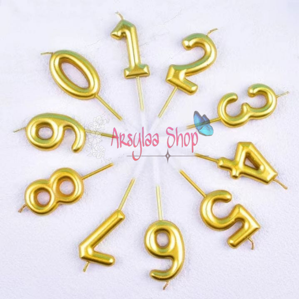 Jual Lilin Angka 10 - 50 Gold / Lilin Kue Ultah emas HBD / Lilin Angka ...