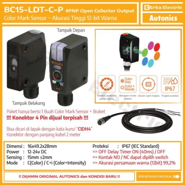 Jual Autonics BC15-LDT-C-P Photo Sensor Color Mark Warna RGB NPN Resmi ...