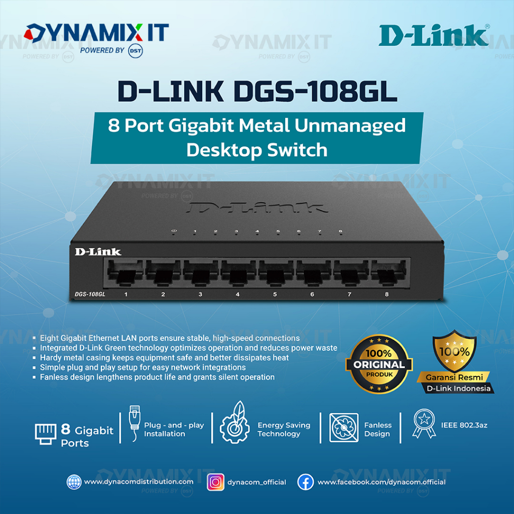 Jual D-Link DGS-108GL 8-Port Gigabit Desktop Switch Metal Casing ...