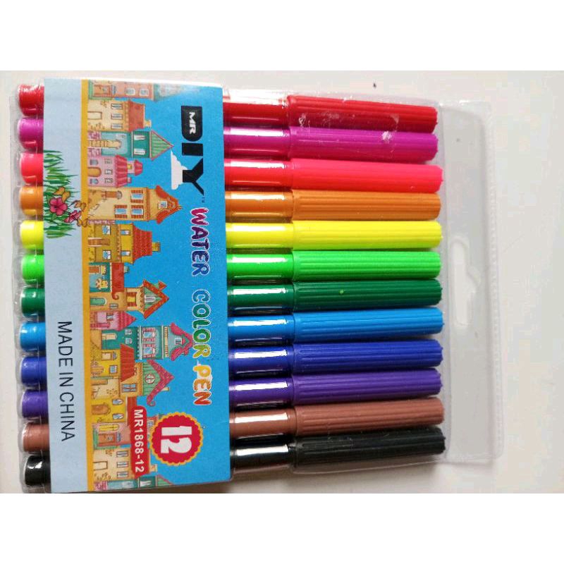 Jual MR DIY water colors pen spidol MR 1868 - 12 warna | Shopee Indonesia