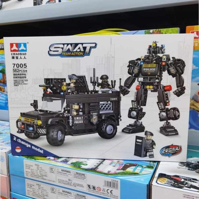 Jual Mainan Brick Block SWAT Police Jeep Robot Mainan Edukasi Anak Susun balok Mobil Jeep Robot ...