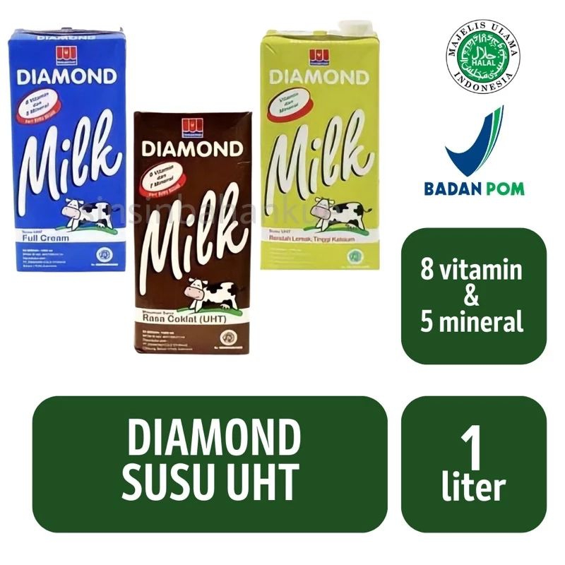 Jual DIAMOND UHT MILK 1 LITER FULL CREAM / COKLAT/ LOW FAT | Shopee ...